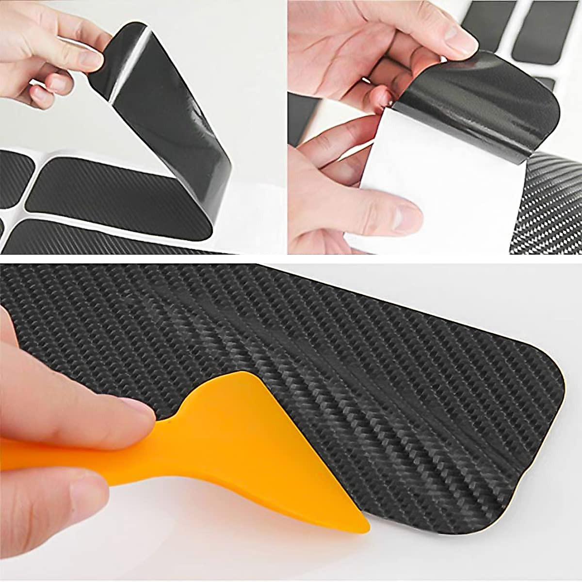 Car Rear Bumper Protector Guard, Carbon Fiber Anti-Scratch Sticker to Protect Car Door Edge, Trunk Sill Door Entry Trim Cover Guards, Exterior Accessories Universal for Most Cars, SUVs (Black)