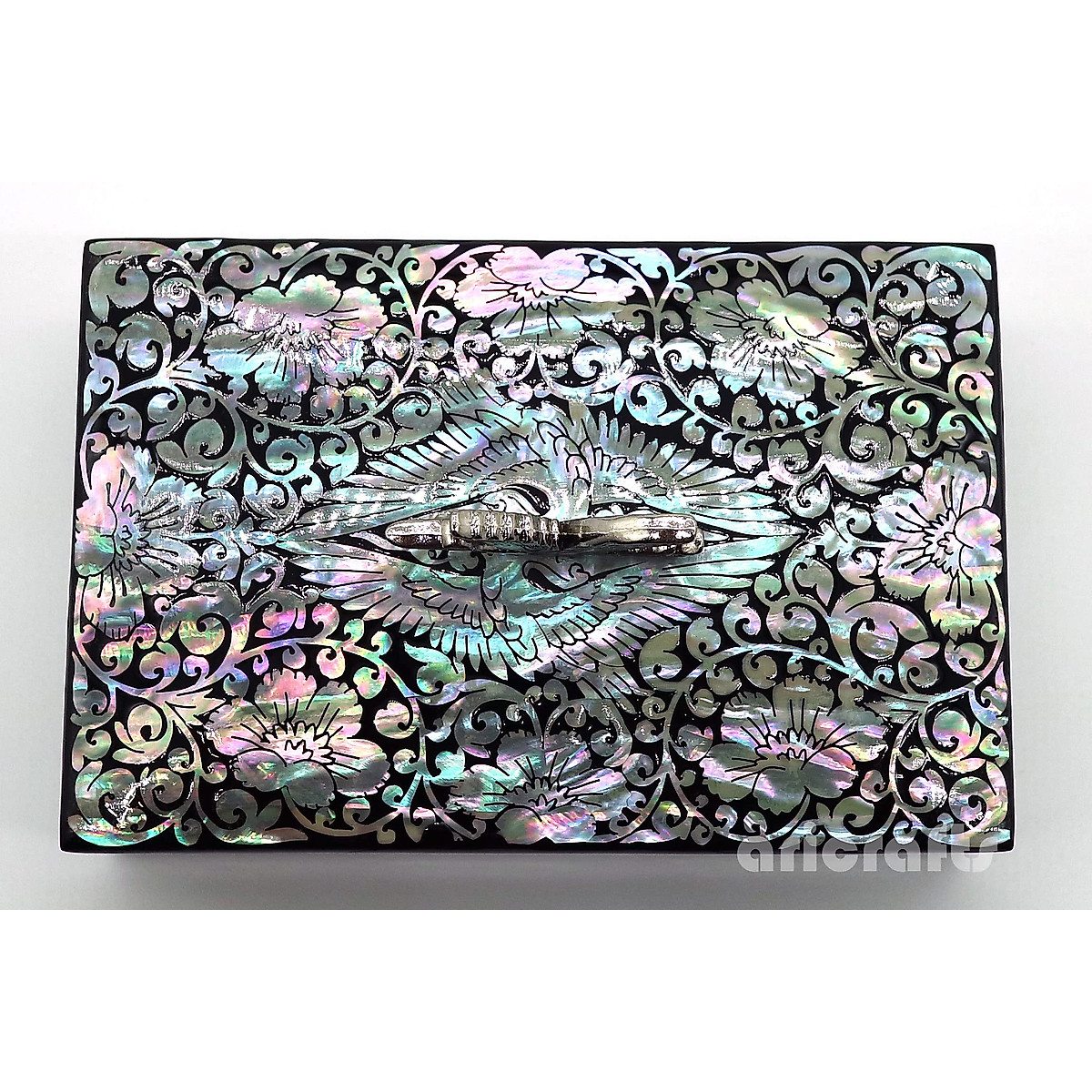 Mother of Pearl Nacre Lacquer Inlay Wooden Business Card Case, Business card Box, Desk Office Organizer, ID Box, Multi Box, Trinket Case