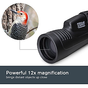 Popular Science by Celestron Outland X 12x50mm Monocular with Tripod, Smartphone Adapter, and Bluetooth remote