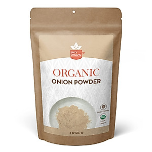 SPICY ORGANIC Onion Powder – 8 oz. – Certified USDA Organic - Non-GMO - White Onion Powder Seasoning for Dressings, Dips, Casseroles, Meat, Poultry, Baking, Sauces, Gravies, and Flavoring for Snacks
