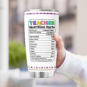JENOIS Teacher Gifts, Tumbler 20 Oz With Lid And Straw, Music For Stainless Coffee Tumblers Steel Pack Women Appreciation Gift Cups, Teachers Nutrition Facts
