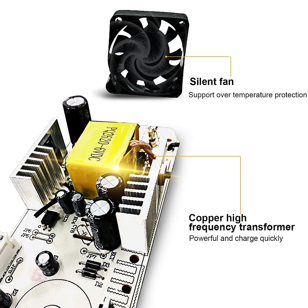 NDDI Car Battery Charger, 6V-12V 5A Smart Battery Trickle Charger Automotive Battery Charger Maintainer for Car Truck Motorcycle Lawn Mower Marine Lead Acid Batteries