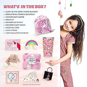 Wzvzss Unicorn Birthday Gifts for Girls,Unicorn Gifts Box for Toddler/Teen Girls,Gift for Girls age 6-8 4 5 7 9 10 year old,Kindergarten Back to School Gifts - 9 Pcs Set for Little Girl