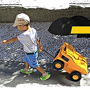 PUQU Monster Truck Design Kids Travel Suitcase Toddler Luggage With Wheels (Yellow)