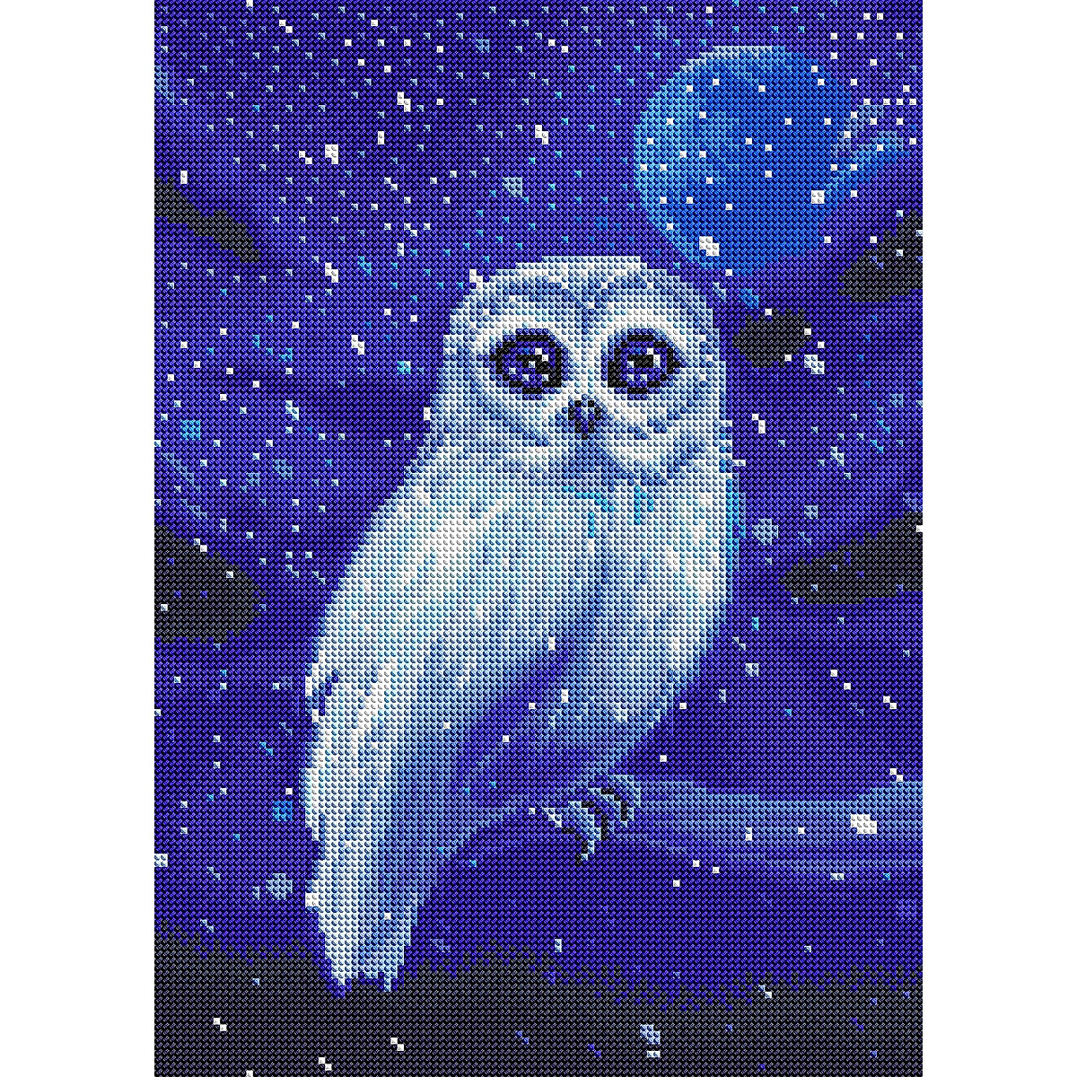 DIAMOND ART CLUB Snowy OWL Diamond Painting Kit, Animal Diamond Canvas, Round 5D Diamond Art for Adults and All Ages, 13" x 18" (32.8 x 46 cm)