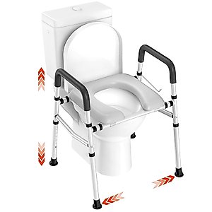 WAYES Raised Toilet Seat With Handles for Seniors - Toilet Seat Extension, Fit Most Toilet, Up to 400 Lbs, Adjustable Height & Width