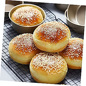 Yardwe 2pcs Burger Mold Pizza Bread Baking Molds Cake Pan Set Round Canning Set Chocolate Chip Muffins Stainless Steel Saucepan Reusable Mold Cake Mould Meatloaf Mold Golden Carbon Steel