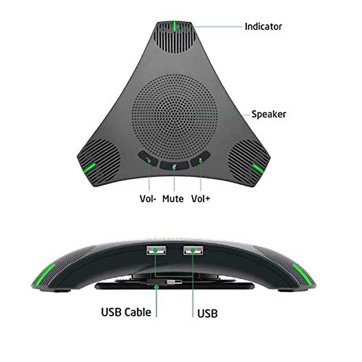 Conference Microphone Omnidirectional USB Speakerphone Microphone for 8-10 People Business Conference,360° Omnidirectional Microphone Intelligent DSP Noise Reduction for Video Meeting (Gray)