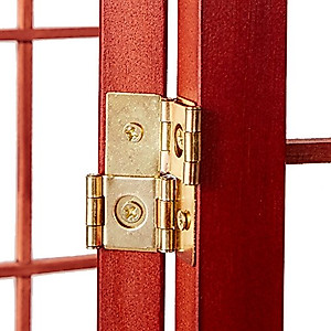 Oriental Furniture 5 ft. Tall Window Pane Shoji Screen - Rosewood - 4 Panels