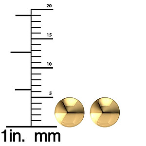 Silver Smile - 14K Solid Yellow Gold Ball Earrings for Women, Light Weight Studs, Attractive Butterfly Back Design, Ideal Gift for Loved Onces, Comes in 3mm/ 4mm/ 5mm/ 6mm/ 7mm/ 8mm