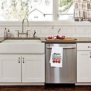 BDPWSS Funny Tomato Kitchen Towel Gardener Gift Plant Lover Dish Towel I Love Gardening from My Head Tomatoes Tea Towel (Gardening Tomatoes TW)