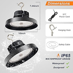 480V UFO LED High Bay Light 150W 120W 100W Adjustable, 0-10V Dimmable 5000K High Bay LED Shop Lights (500W MH/HPS Equivalent), IP65 Commercial Bay Lighting for Warehouse Factory, AC 277-480V