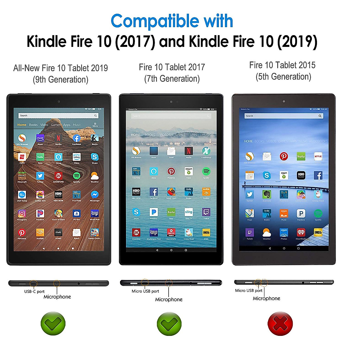 JETech Case for Amazon Fire HD 10 Tablet 10.1" (7th / 9th Generation, 2017 Release / 2019 Release, NOT for 11th / 5th Generation, 2021 Release / 2015 Release) Smart Cover with Auto Sleep/Wake (Black)