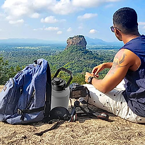 BJPKPK One Gallon(128oz) Insulated Water Bottle, Dishwasher Safe Stainless Steel Thermos, BPA Free Jug with Ergonomic Handle & Anti-slip Bottom, Large Water Bottle, Grey