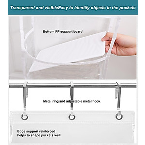 Fixwal 6-Shelf Over The Door Hanging Pantry Organizer Room Organizer with Clear Plastic Pockets Heavy Duty Behind The Door Storage Large Capacity Organizer for Closet Bedroom Bathroom (White)