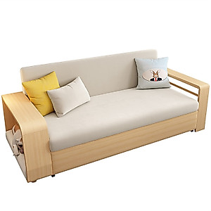Can be Given as a giftSofa Bed Couch Sofa Sleeper Modern Futon Sofas Sets Fold Up and Down Linen Fabric Recliner Couch for Living/Reception Room (Beige)