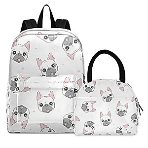 Kigai Dog Backpack for Boys Girls School Travel Back Pack Lightweight Durable Bookbag with Lunch Bag