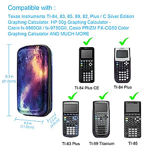 Graphing Calculator Carrying Case for TI-84 Plus CE, Fintie Hard EVA Shockproof Protective Box for TI-84 Plus/TI-83 Plus CE/Casio fx-9750GII (Galaxy)