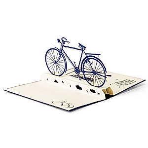 Paper Spiritz Retro Bicycle Pop up Cards Birthday, 3D Mother's Day Cards, Anniversary Thank You Wedding Greeting Card for Husband Father Brother, with Envelopes All Occasions