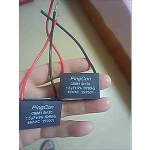Fielect CBB61 Ceiling Fan Capacitor 7uF 450V AC 2 Wires Metallized Polypropylene Film Capacitors for Electric Fan Pump Motor Generator