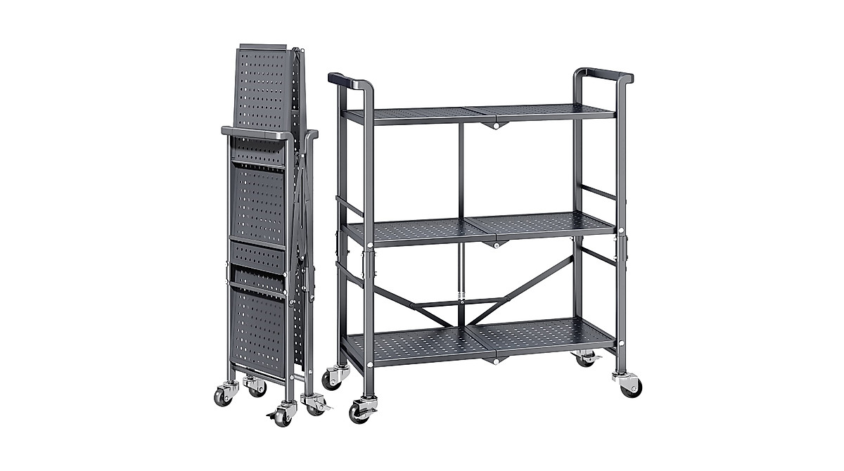 Collapsible 3 Tier Rolling Utility Cart - Versatile Storage