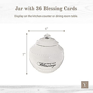 Young's Inc. Ceramic Jar with 36 Blessing Cards - 6" L x 6" W x 7" H - Spiritual Gifts for Women - Motivational Desk Decor