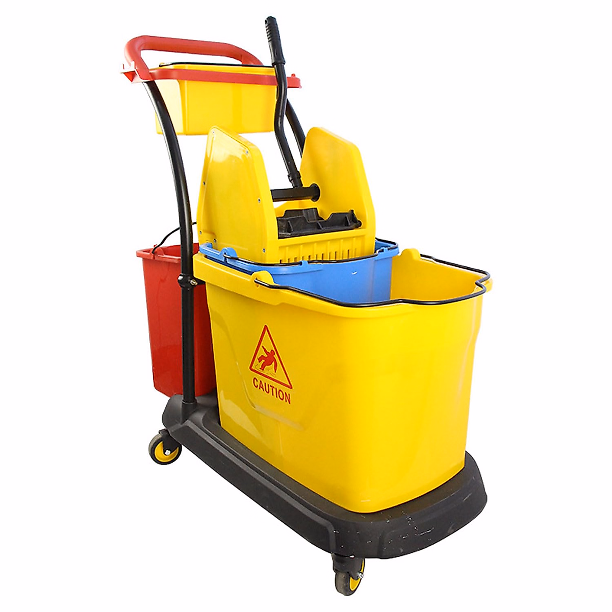 Commercial Cleaning Cart, 35L Removable Mop Bucket with Wheels, with Water Filter and Separator, Multifunctional Downward Pressure Water Press Truck for Hotels, Restaurants, Offices