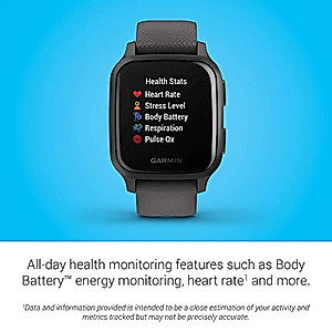 Garmin 010-02427-00 Venu Sq, GPS Smartwatch with Bright Touchscreen Display, Up to 6 Days of Battery Life, Slate (Renewed)