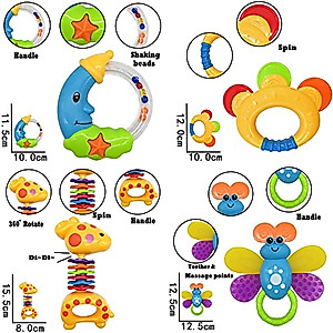 AIVIAI Baby Toys 0-6 Months Infant Toys 0-3 Months Infant Rattles Baby Rattle Teether Toy Set with Storage Box Musical rattles for Newborn Boy Girl Gifts Set with Baby's First Rattle Teether (11pcs)