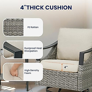 FEISHOMINOO Outdoor Patio Furniture, 5 Piece Patio Furniture All Weather 2-Seater Outdoor Sectional Sofa with Thick Cushions for Patio,Porch,Garden,Backyard (Beige, S-3 Sofa Set)