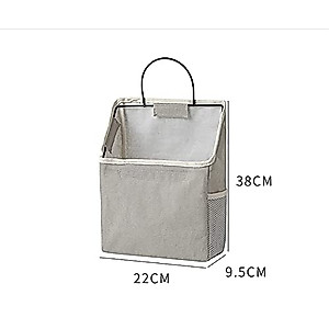 DRON TOOON Fabric Wall Hanging Storage Caddy Bag Over the Door Pouch Organizer for Bedroom Bathroom Kitchen, Grey Grid