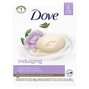 Dove Beauty Bar Gentle Skin Cleanser Moisturizing, Sweet Cream and Peony Scented, 3.75 oz, 8 Bars