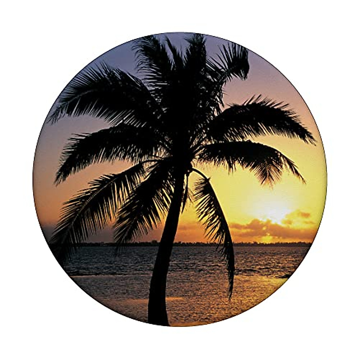 Sunset Beach Tropical Palm Tree Blue Ocean Sea Nature PopSockets Swappable PopGrip