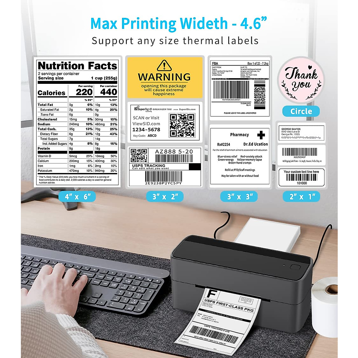 Thermal Label Printer, Phomemo Shipping Label Printer, Thermal Printer for Small Business Compatible with Mac Windows and Chromebook, Widely Used for Amazon, Ebay, Shopify, Etsy, UPS, USPS, FedEx, DHL