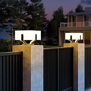 BEMITH Solar Post Lights Outdoor Stainless Steel Waterproof Courtyard Column Light Square Wall Stigma Lamps Decorations Landscape Lighting for Garden Villa Gate Fit 4X4, 5X5 Or 6X6 Wooden Posts