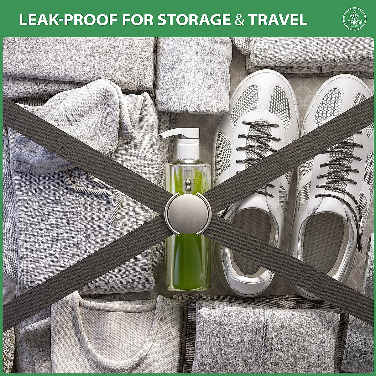 Bar5F 16-Ounce Pump Bottles for Shampoo and Conditioner BPA_Free Heavy-Duty Cristal-Clear Lotion Body Wash, 2-Pack