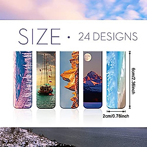 24 Pieces Magnetic Book Markers Adventure Magnetic Bookmarks Book Markers for Women Magnet Page Markers Set Book Marks for Book Lovers Assorted Book Marks for Students Reading, Teachers, Landscape