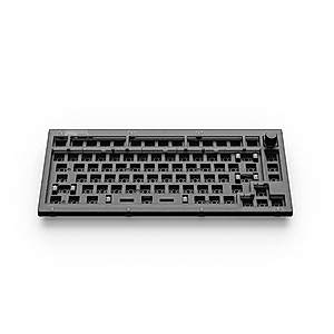 Keychron V1 Wired Custom Mechanical Keyboard Barebone Knob, 75% Layout QMK/VIA Programmable Macro with Hot-swappable Support Compatible with Mac Windows Linux (Frosted Black - Translucent)