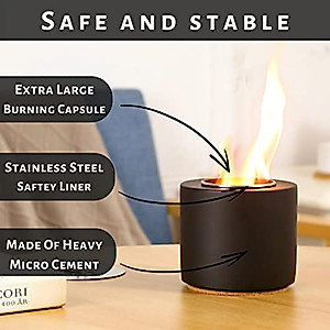 Tabletop fire Pit | Smores Maker Mini Indoor Fire Pit- Portable Table Top Fire Pit Bowl with Roasting Forks and Cork Pad -Tabletop Mini Indoor Fireplace -Small Fire Pit (Black)