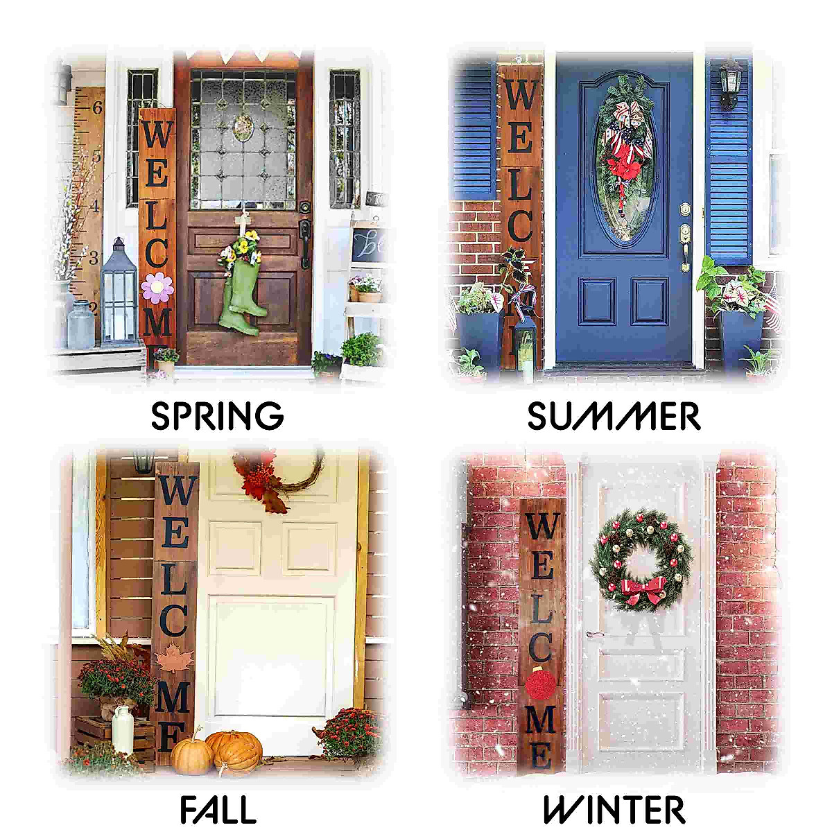 72in Outdoor Welcome Sign for Front Porch Decor, Interchangeable Seasonal Icons Vertical Welcome Sign, Modern Farmhouse Decor for The Home, Wooden Welcome Sign Rustic Brown (9.5" W x 72" H)