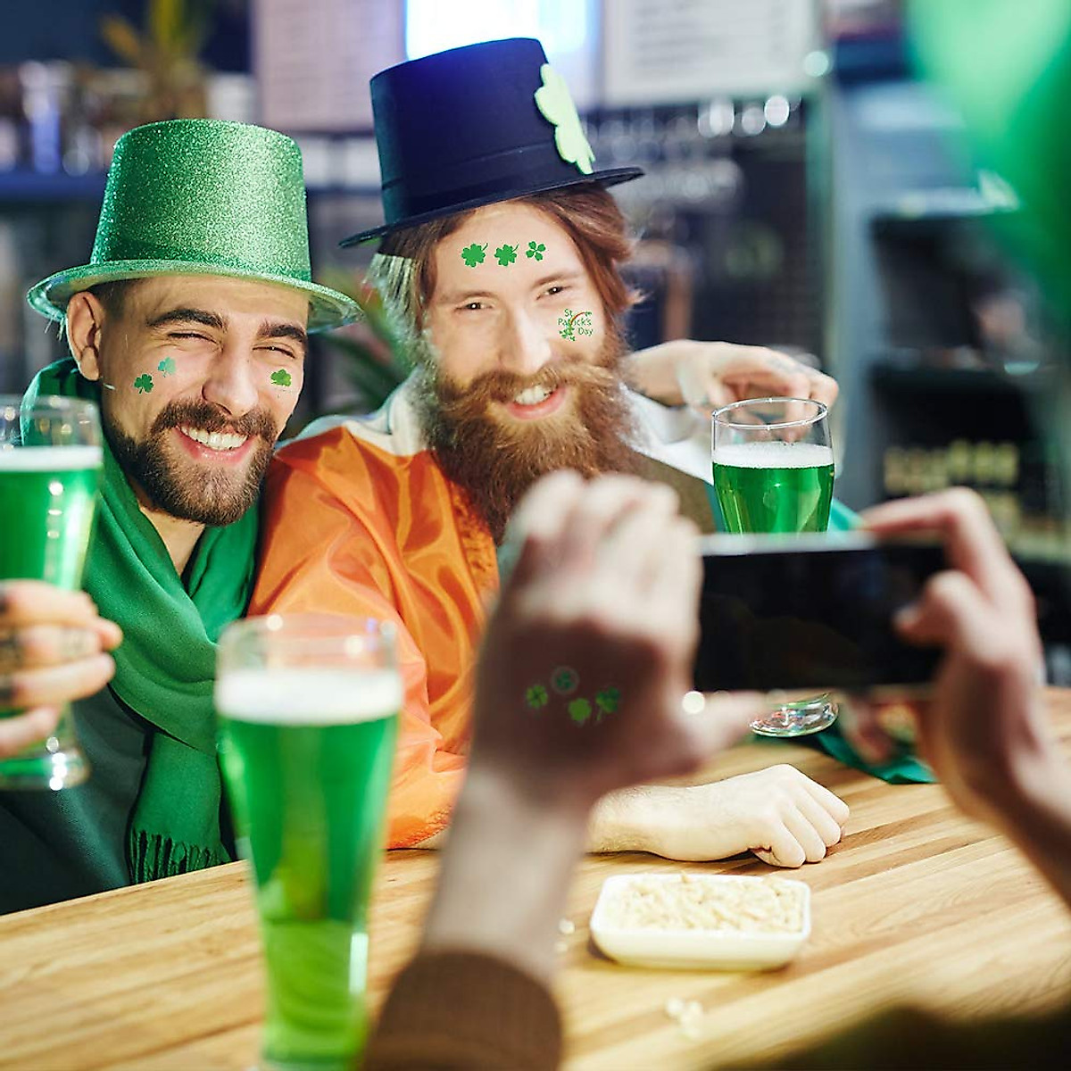 St Patricks Day Tattoos,Shamrock Tattoos,Saint Patricks Day Temporary Tattoos Stickers for Face,Clover Tattoo,