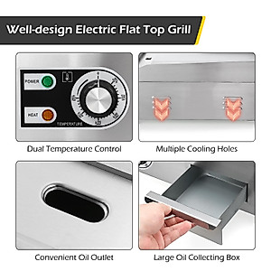 Dyna-Living Commercial Electric Griddle 29'' Flat Top Grill Countertop Griddle 4400W Stainless Steel Teppanyaki Grill Large Electric Griddles for Restaurant Kitchen(Without Plug)