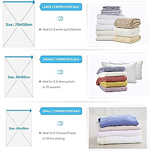 Jumbo Vacuum Storage Bags, 6pcs Space Saving Seal Bags ,Compression Bags for Travel,Vacuum Seal Bags for Bedding
