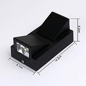 Yosoan LED Waterproof Wall Light, 6W 86V-265V Warm White 3000K IP65 Matte Aluminum Mondern Porch Lighting Black Mount Up and Down Modern Porch Garden Light Fixture Indoor Outdoor