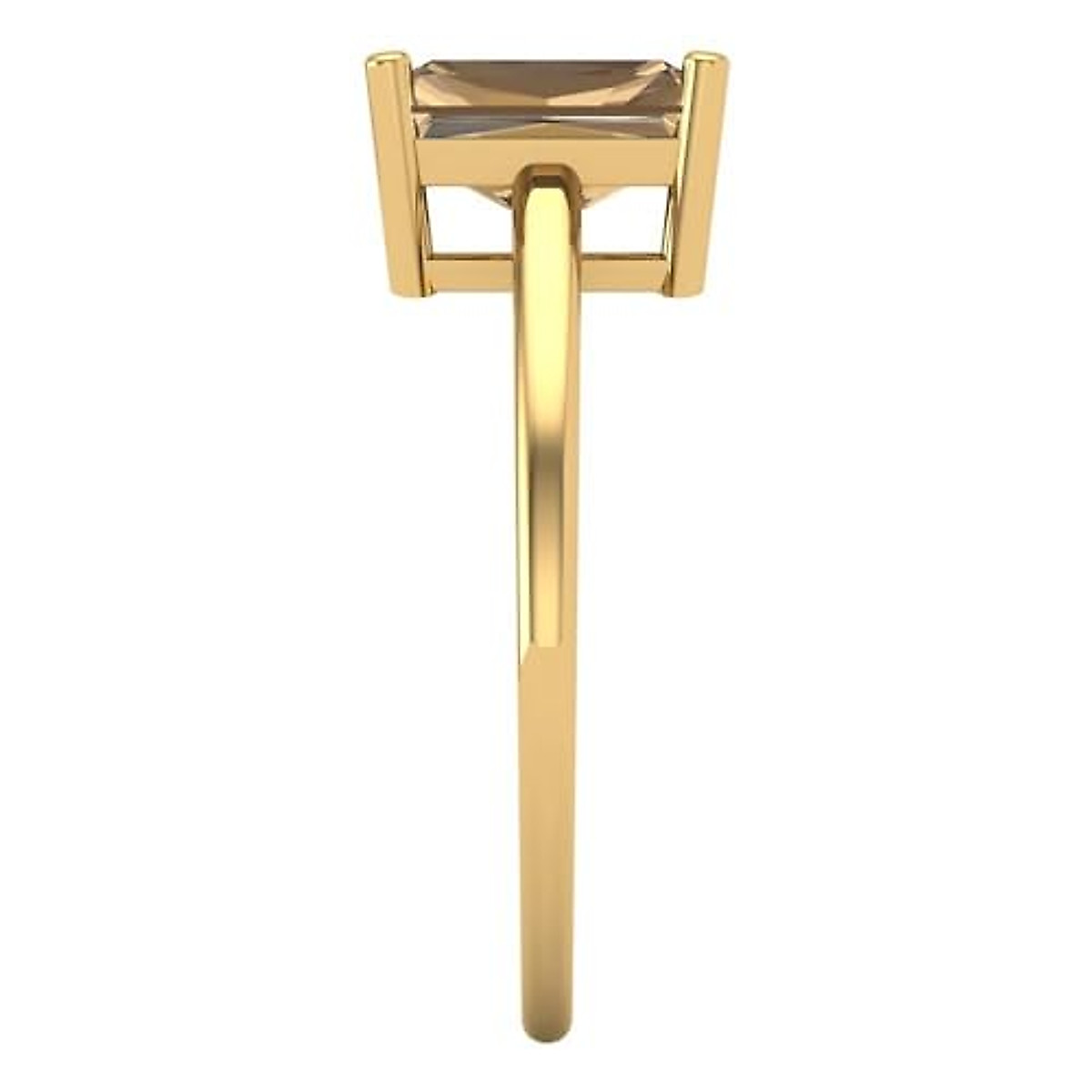 Clara Pucci 2.0ct Emerald Cut Solitaire Champagne Simulated Diamond 4 Prong Engagement Bridal Anniversary Ring 18K Yellow Gold 7.75