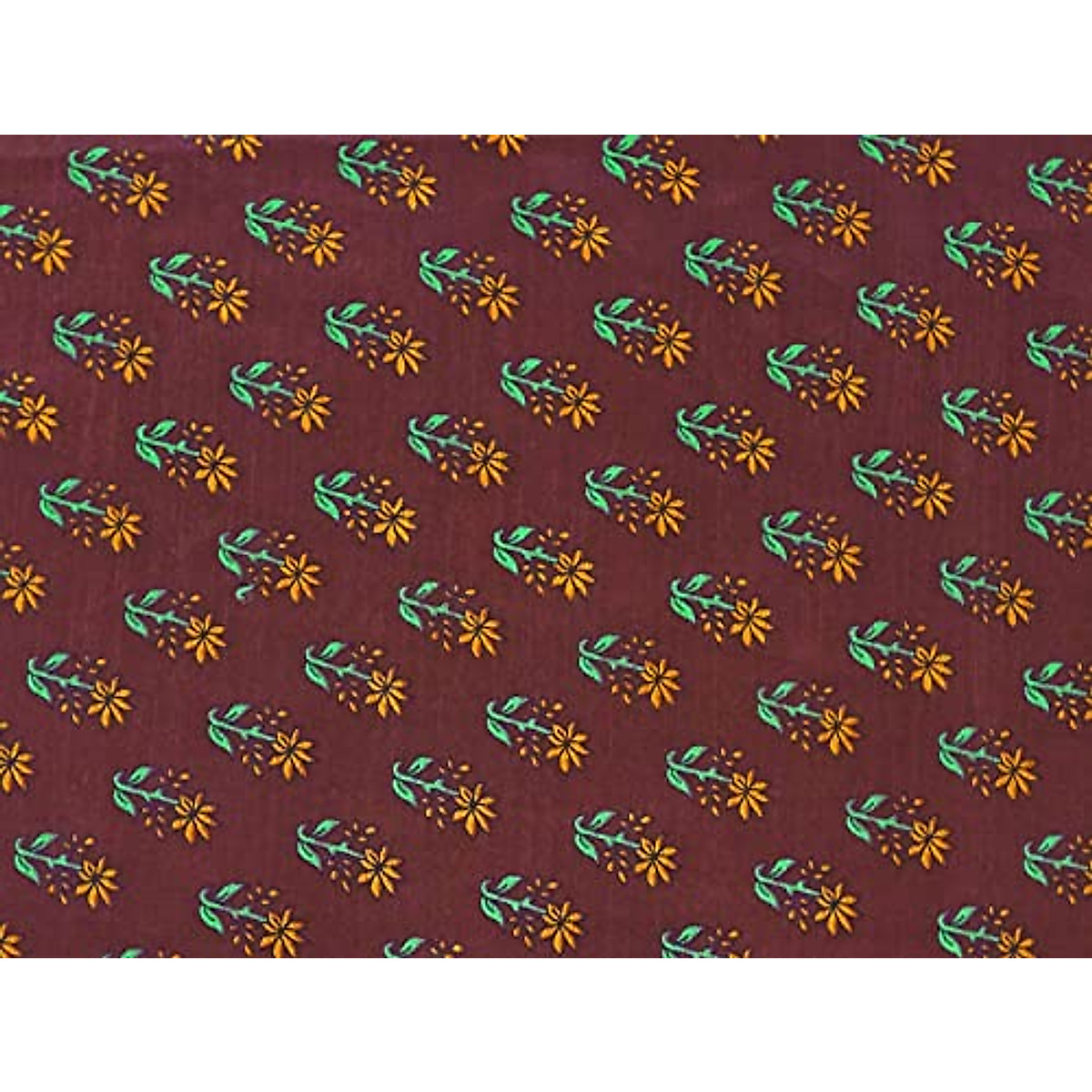 Peegli Indian Crepe Silk Brown Saree Women's Vintage Floral Sari 5 Yards DIY Fabric