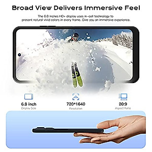 HOTWAV Note 12 Cell Phone Unlocked Android 13, 48+16MP Camera 8+128GB/1TB Expandable Mobile Phones, 6180mAh Battery 6.8" HD+ 4G Dual SIM Smartphone - Face ID/Fingerprint Unlock/NFC/GPS/20W Fast Charge