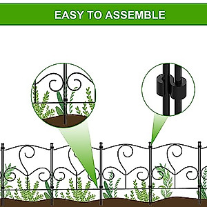 Decorative Garden Fence 10 Panels, Rustproof Outdoor Landscape Metal Border Edging Fencing Flower Animal Dogs Barrier Section Panel Decor