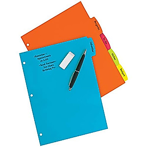 Avery Durable Plastic 5-Tab Write & Erase Big Tab Dividers for 3 Ring Binders, Pastel Brights (16270) & Big Tab Write & Erase Durable Plastic Dividers, 5-Tab Set, Multicolor Brights, 3 Sets (21212)