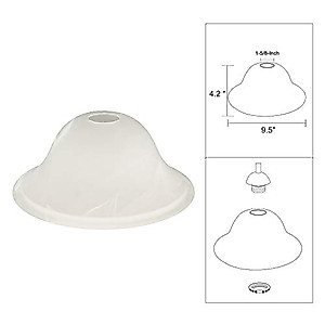 Giluta Small Floor Lamp Glass Shade Replacement Globe -Fitting Opening 1.625" Modern Alabaster Style Light Fixture Shade, Height: 4.13 inch, Width: 9.45 inch. Lipless